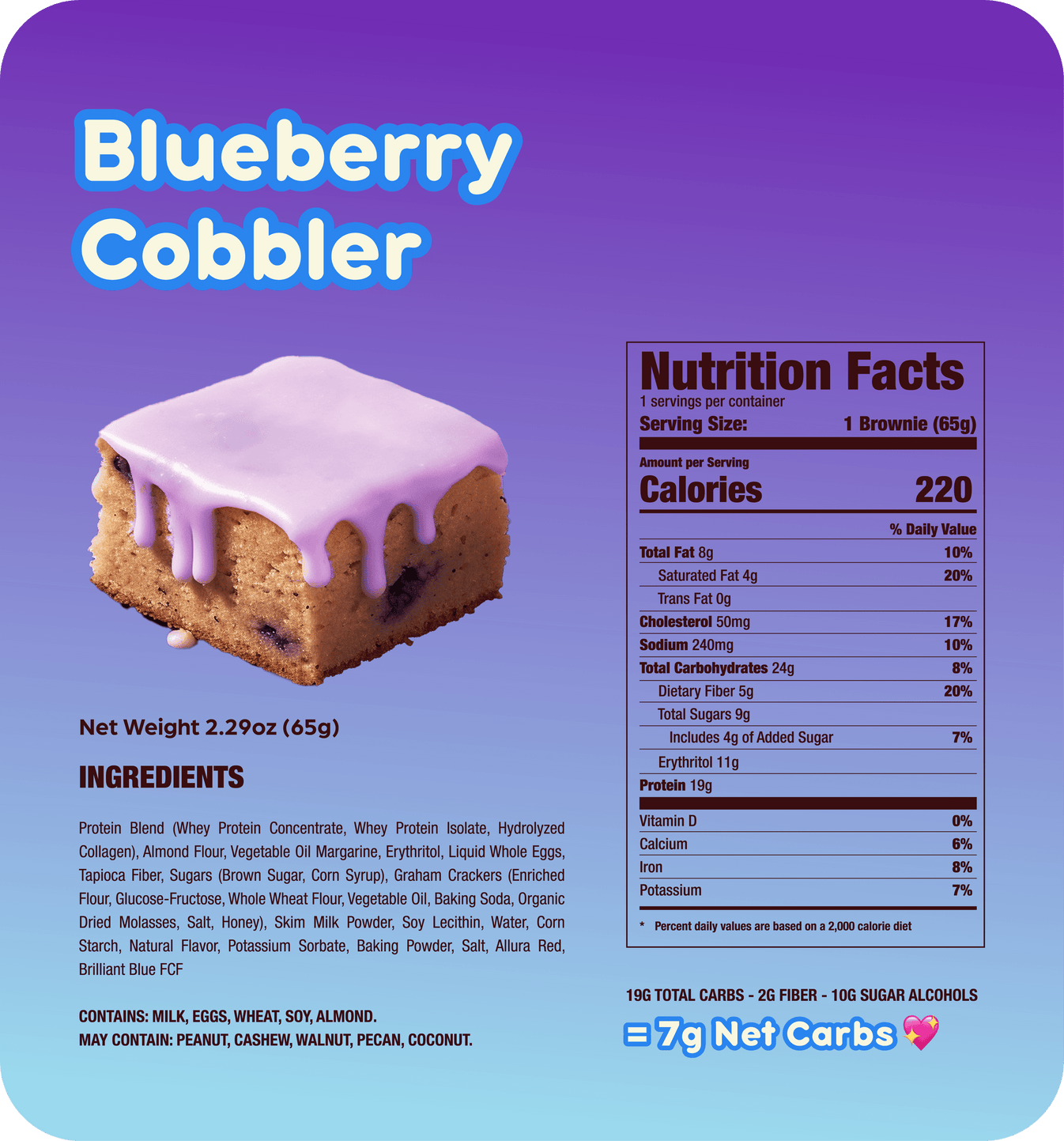 Blueberry Cobbler Protein Brownie | Prime Bites®
